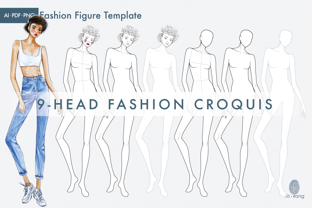 Female Figure Templates for Fashion Illustrations, 9-Head Fashion ...
