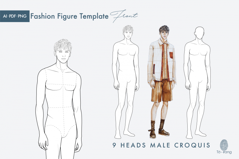 Male Croquis for Fashion Illustration – 9 Heads Fashion Figure Template ...
