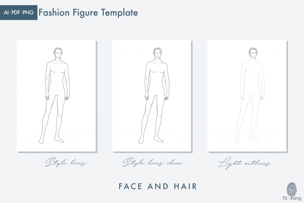 Male Croquis for Fashion Illustration, 9-Head Fashion Figure Template ...