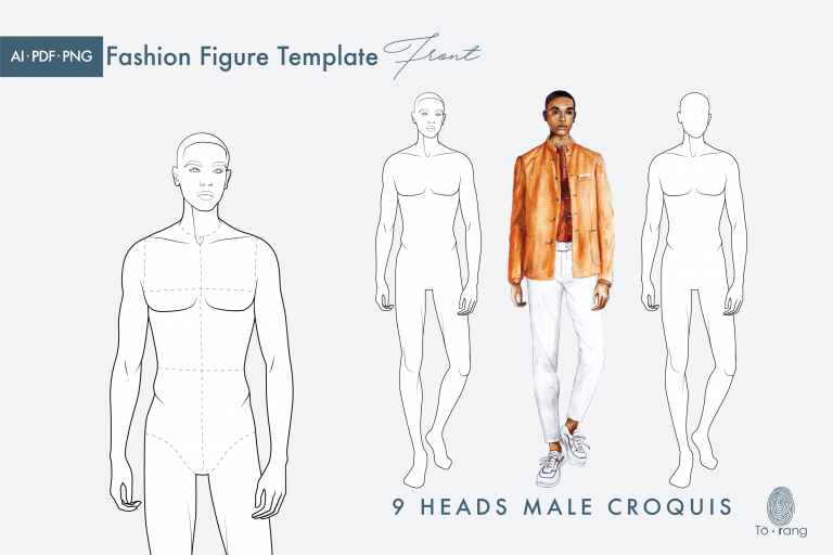 Male Croquis for Fashion Illustration – 9 Heads Fashion Figure Template ...