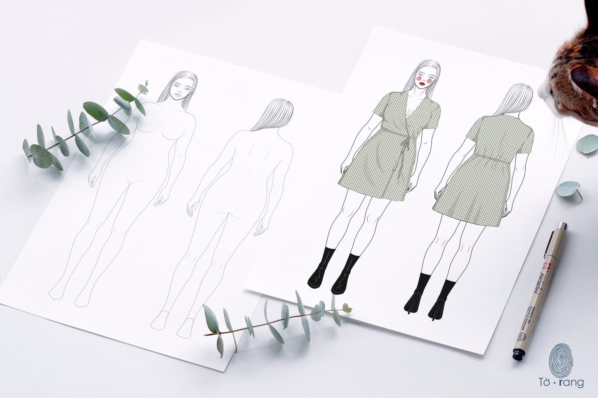 Plus Size Female Fashion Figure Templates, 8 Head Croquis, Front and ...
