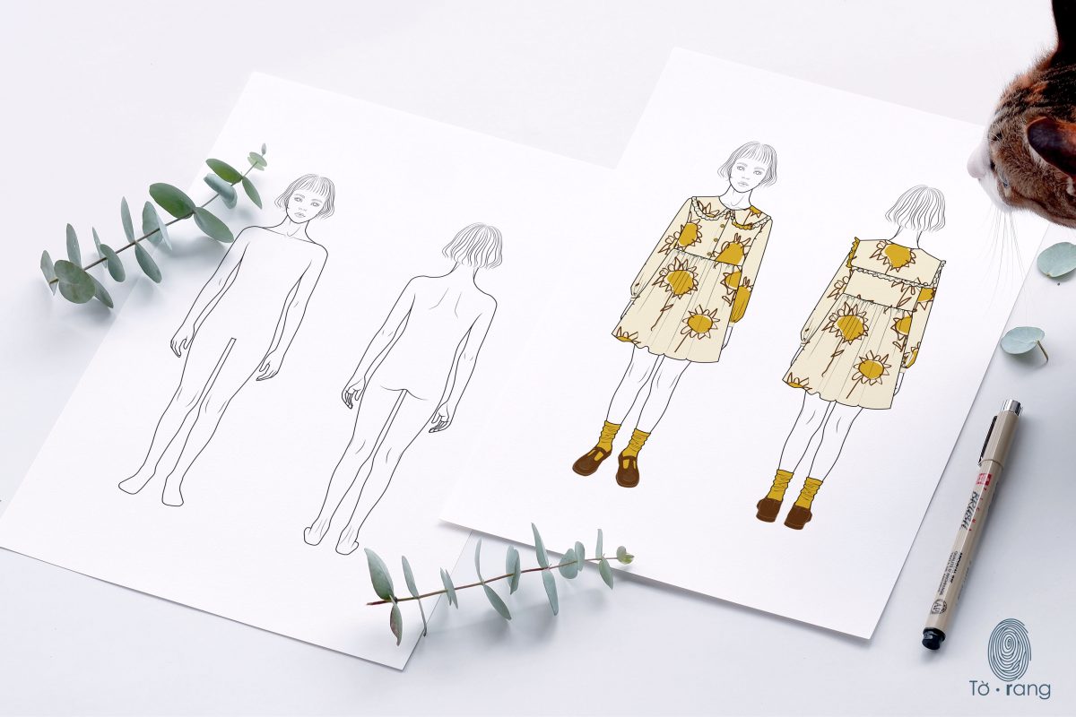 Kids (Girls) Fashion Figure Template - 7 Heads Child Croquis - Front ...