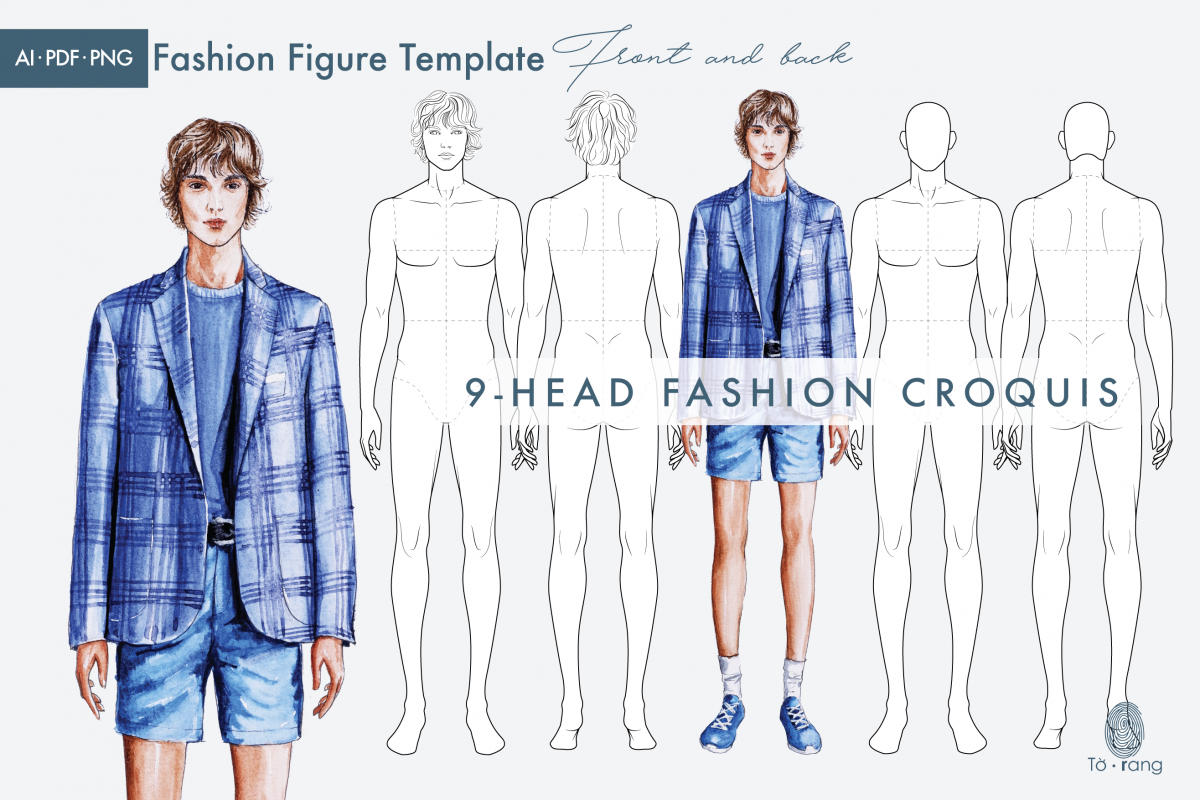 Female Fashion Figure Template, 9-Head Fashion Croquis, Croquis ...