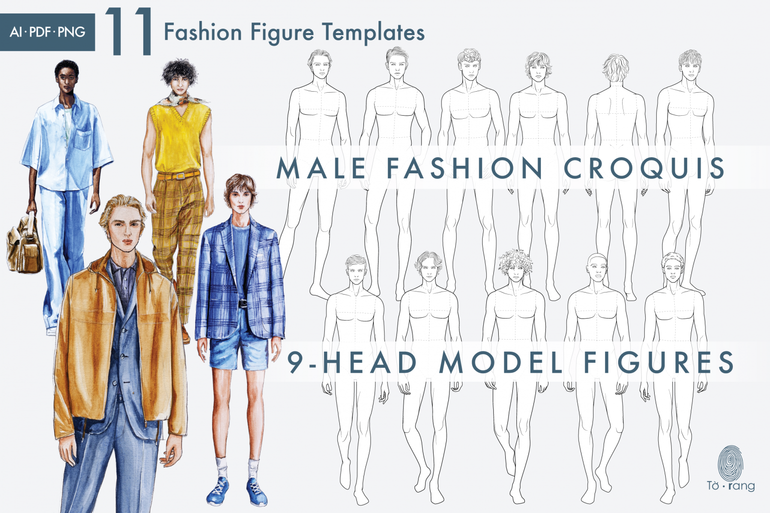 11 Male Fashion Figure Templates, Croquis Templates for Fashion ...
