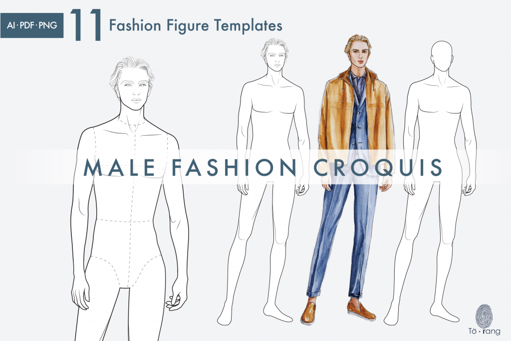 11 Male Fashion Figure Templates, Croquis Templates for Fashion ...