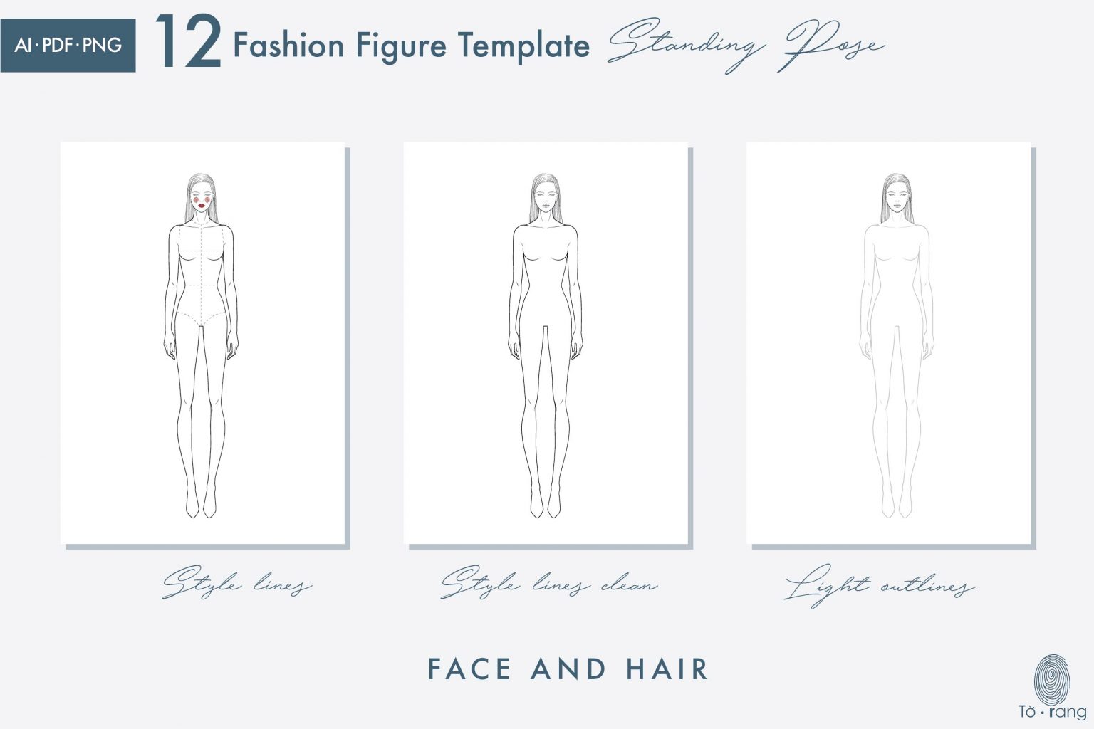 Female Standing Pose Croquis Bundle, 9-Head Fashion Figure, Female ...