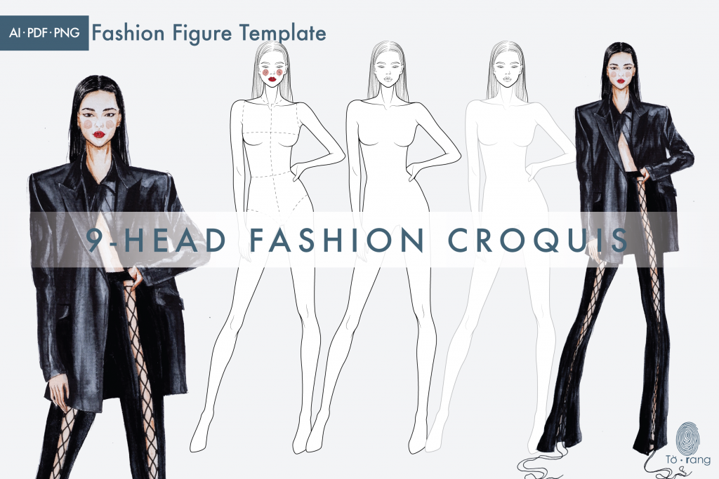 Male Croquis for Fashion Illustration, 9-Head Fashion Figure Template ...