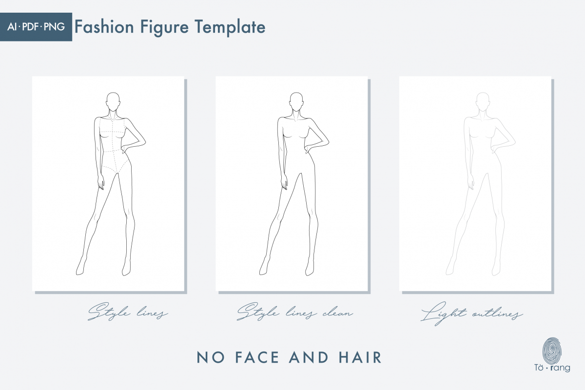 Female Fashion Figure Template, 9-Head Fashion Croquis, Figure Drawing ...