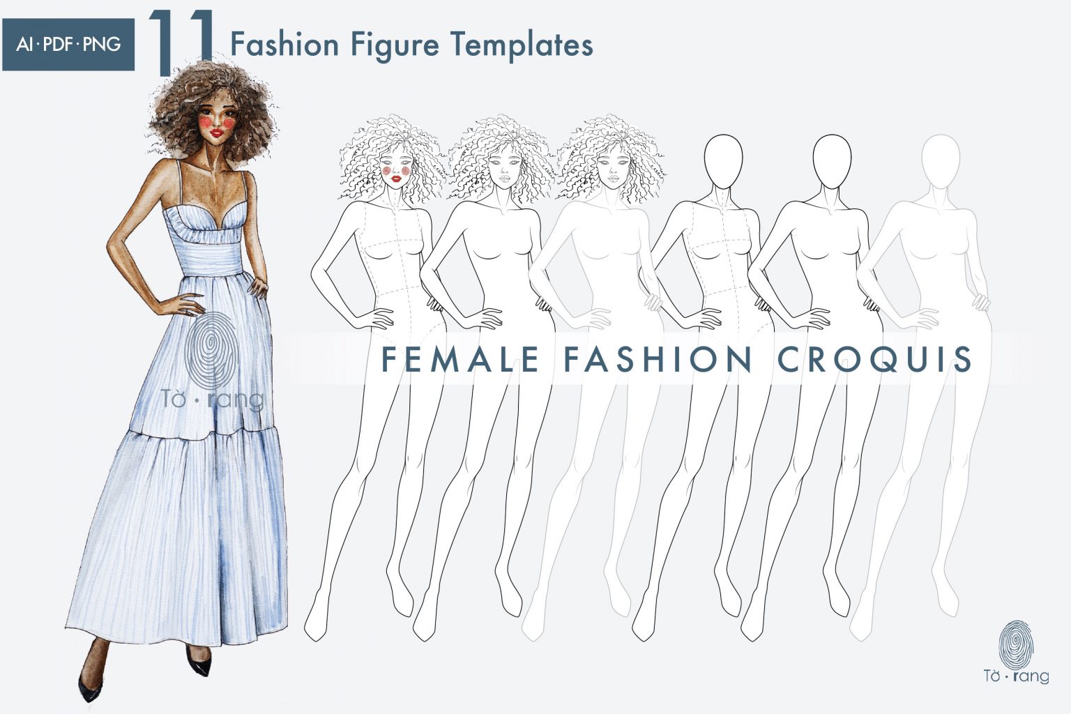 11 Female Fashion Figure Templates, Croquis Templates for Fashion ...