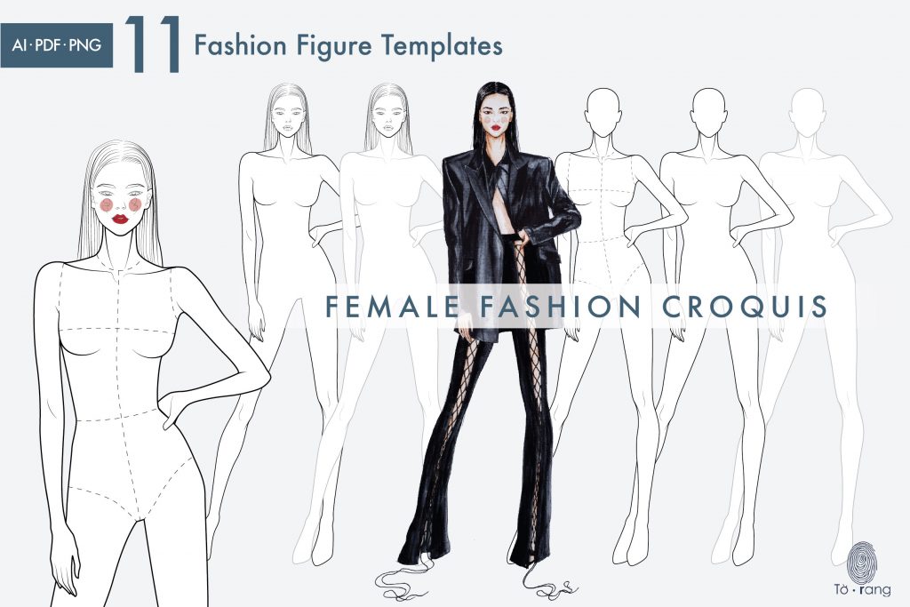 11 Female Fashion Figure Templates, Croquis Templates for Fashion ...