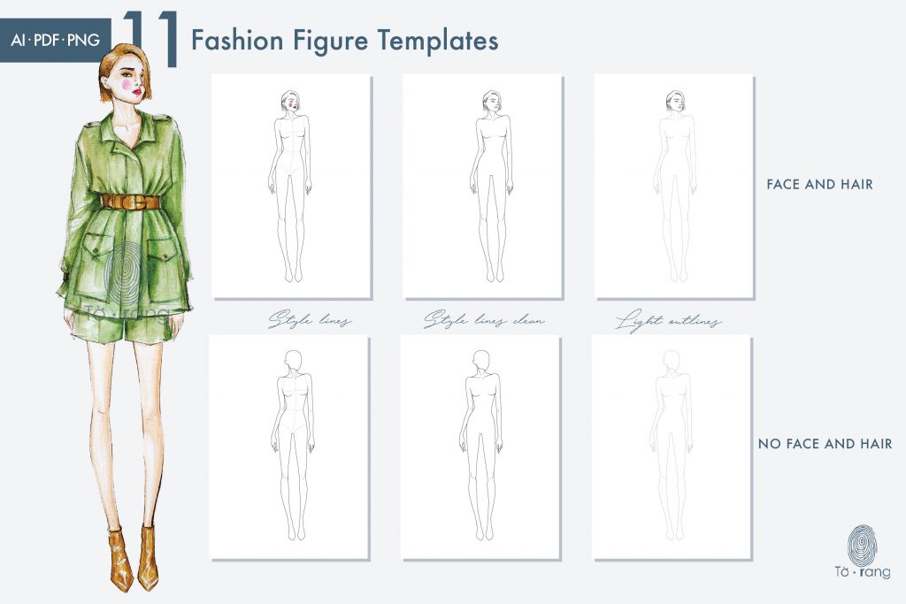 11 Female Fashion Figure Templates, Croquis Templates for Fashion ...