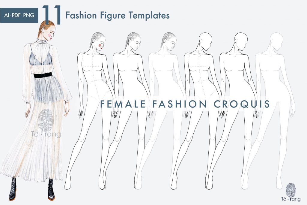 11 Female Fashion Figure Templates, Croquis Templates for Fashion ...
