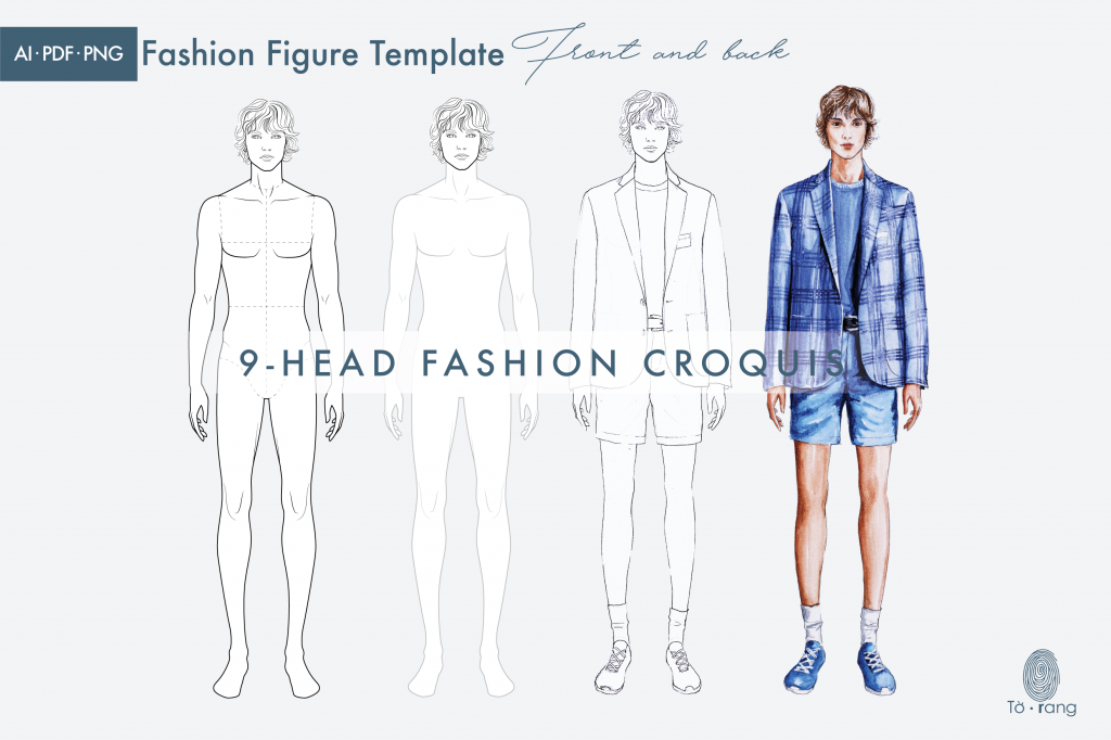 Male Standing Pose Croquis Bundle, Male Croquis for Fashion ...