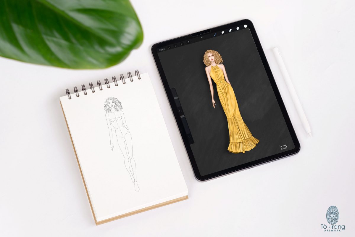 Female Fashion Figure Templates, Catwalk Model, 4 Different Colored ...