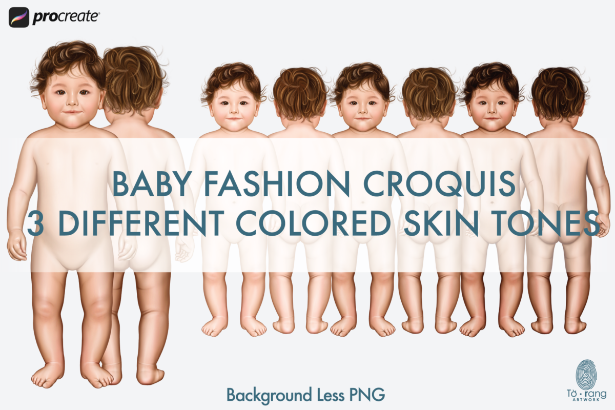 Baby Fashion Croquis Templates, Front and Back Views, 3 Different ...